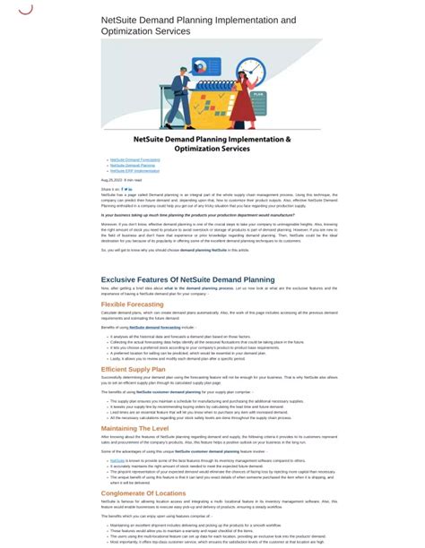 Ppt Netsuite Demand Planning Implementation And Optimization Services