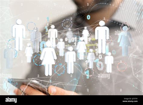 The Human Icons With Binary Numbers Hovering Above The Mans Hand