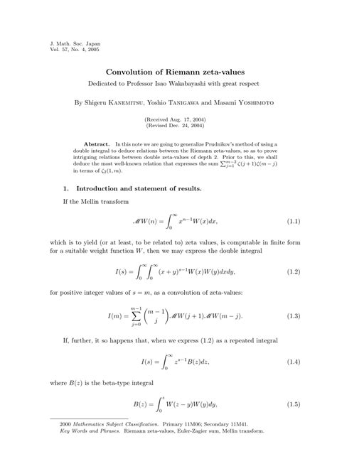 Pdf Convolution Of Riemann Zeta Values