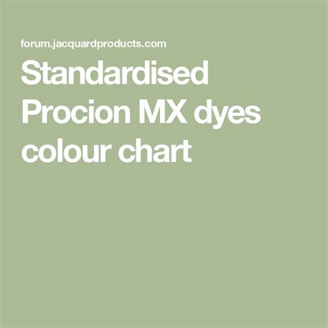 Standardised Procion Mx Dyes Colour Chart