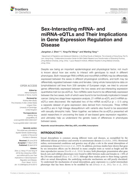 Pdf Sex Interacting Mrna And Mirna Eqtls And Their Implications In