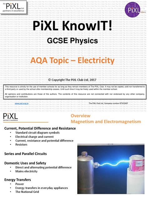 Aqa Physics Electricity Knowit Gcse Pdf Series And Parallel