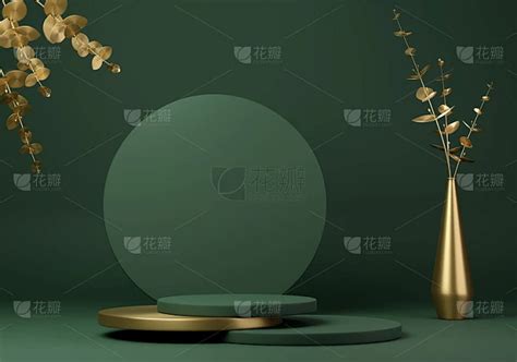 抽象几何形状，绿色，极简主义场景与讲台素材 花瓣网