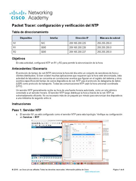 1034 Packet Tracer Configure And Verify Ntp Ilm Pdf Servidor Computación Red De