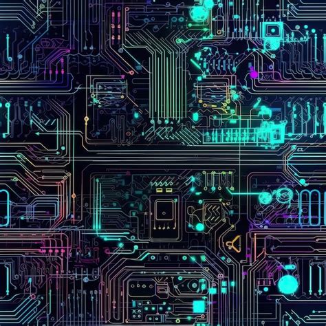 Premium Photo Seamless Pattern With Neon 2d Circuit Processor Texture Wallpaper Background