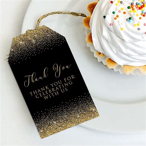 Black And Gold Printable Thank You Tags Gold Favor Tags Gold Glitter
