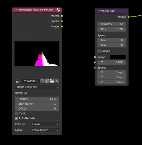 the vector pass i rendered from cycles as an exr can t connect with the
