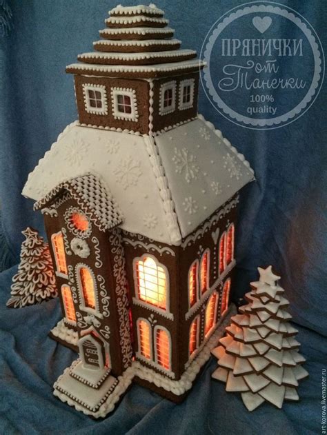 Купить Большой пряничный дом со свечой и елками пряничный домик вкусный подарок Пряничный