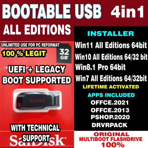 Bootable Usb 4 In 1 Flashdrive All In One With Apps Lazada Ph