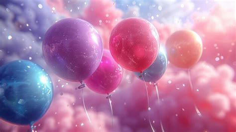 Pastel Rainbowcolored Balloons Filled Wallpaper Premium Ai Generated