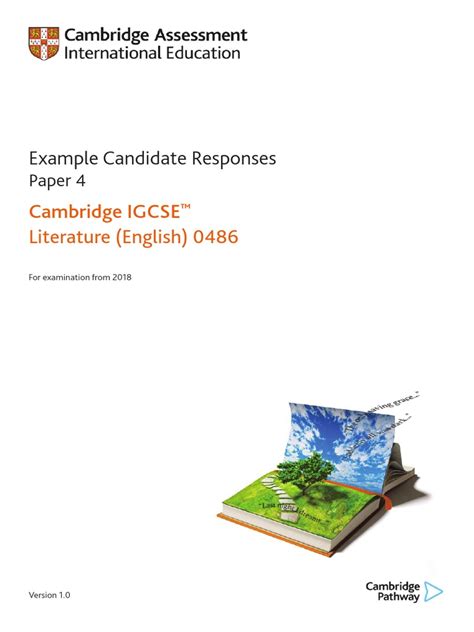 Example Candidate Responses Cambridge Igcse Literature English 0486