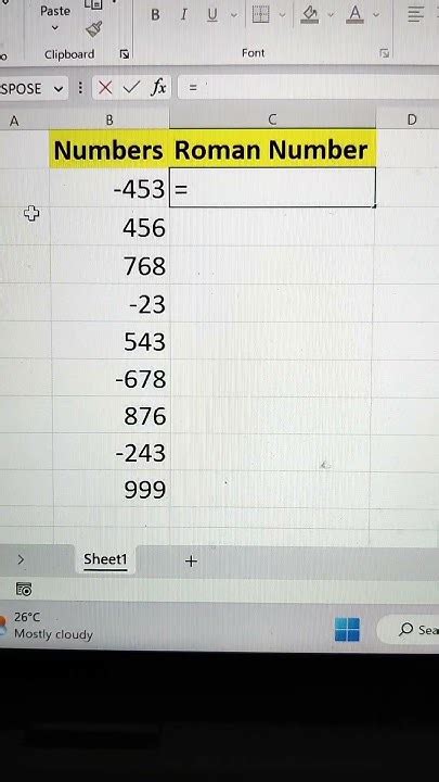 Excel Trick ‼️ Convert Positivenegative Numbers Into Roman Numbers 🔥 Shorts Excel Tips