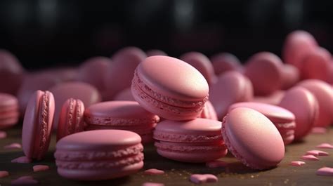 Premium Photo Pink Macarons Sweet Biscuits