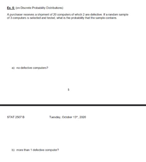 Solved Ex On Discrete Probability Distributions A Chegg