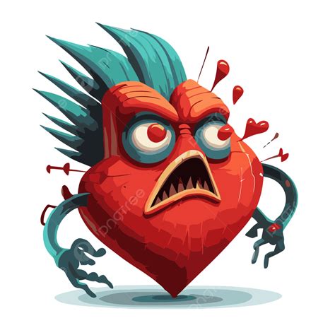 قلب صغير المتجه ملصق قصاصة فنية قلب أحمر مع المسامير على رأسه رسوم