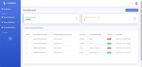E Banking Mangment System Project In PHP E Banking System