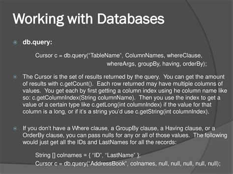 Mobile Computing With Android ACST Android Database Storage Part 2