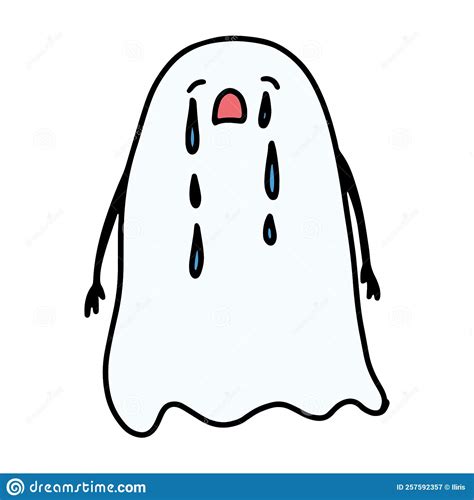 Funny Halloween Ghost Character Hand Drawn Doodle Ghost Face Emotion