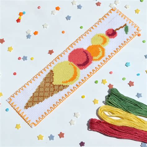 Ice Cream Cone Cross Stitch Pattern Kitchen Cookbook Etsy