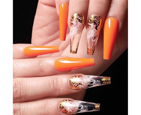 Glossy Pattern Fake Nails Coffin Extra Long Press On Nails With Degign