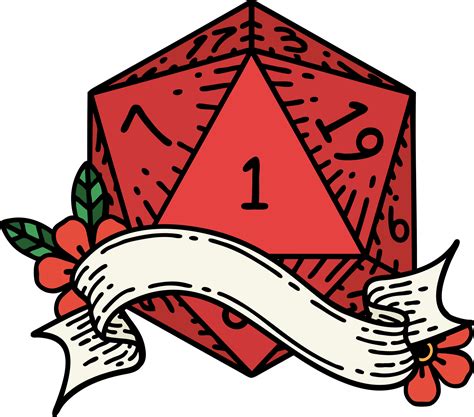 Natural One D20 Dice Roll Illustration 44959450 Png