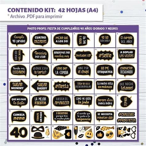 Photo Props Cumple Años Carteles Imprimibles Dorado Mebuscar Argentina