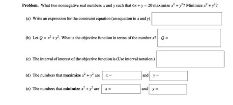 Solved Problem What Two Nonnegative Real Numbers X And Y Chegg