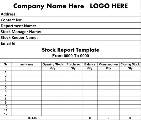 Stock Report Template Free And Easy To Use Stock Report Template Free And Easy To Use