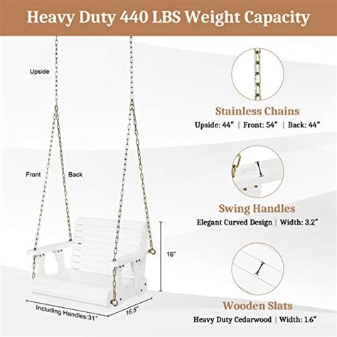 Vingli Heavy Duty 440 Lbs 1 Person Wooden Patio Porch Swing For Adults
