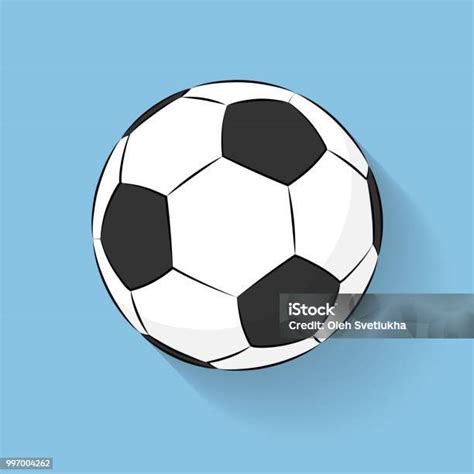 Voetbal Soccer Ball Pictogram Platte Stile Met Lange Schaduw Geïsoleerd