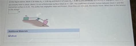 Solved In The Figure Below Block 1 Of Mass M1 1 00 Kg And Chegg Com