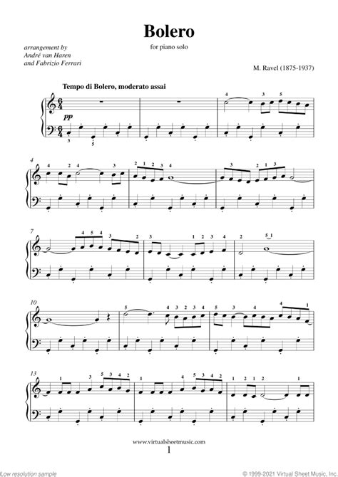 Bolero Sheet Music For Piano Solo Pdf Interactive