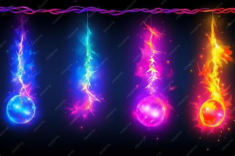 Premium Photo Watercolor Of Neon Fluorescent String With Lightning