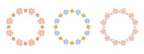 흰색 손으로 그린 평면 그림에 고립 된 작은 꽃과 귀여운 꽃 화 환 세트 프리미엄 벡터