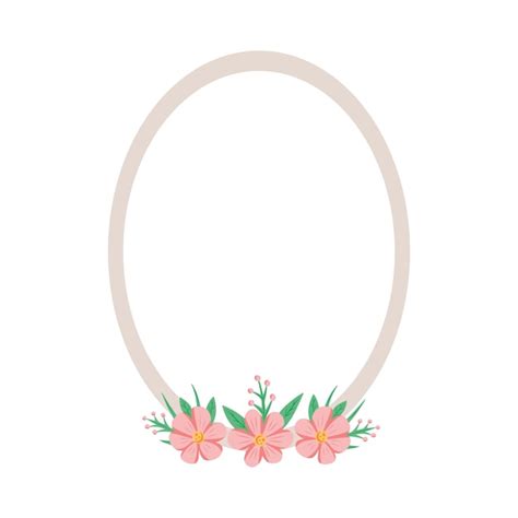 텍스트 꽃 배경으로 타원형 프레임 손으로 그린 그림 프리미엄 벡터