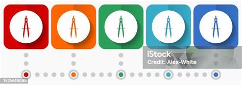 지오메트리 교육 벡터 아이콘 인포그래픽 템플릿 6가지 색상 옵션의 플랫 디자인 기호 세트 It 지원에 대한 스톡 벡터 아트 및 기타 이미지 Istock