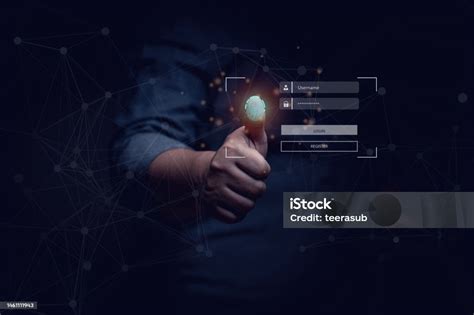 Login Concept With Fingerprint Authentication Online Security Settings Login Concept With Fingerprint Authentication Online Security Settings