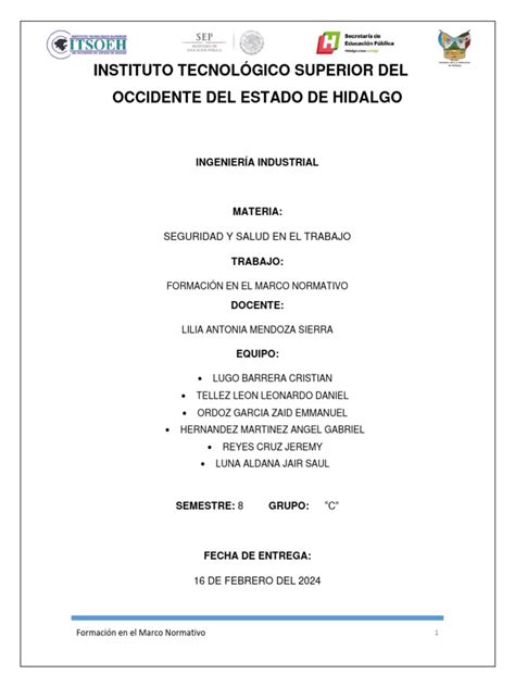 Formacion En El Marco Normativo Pdf Seguridad Y Salud Ocupacional