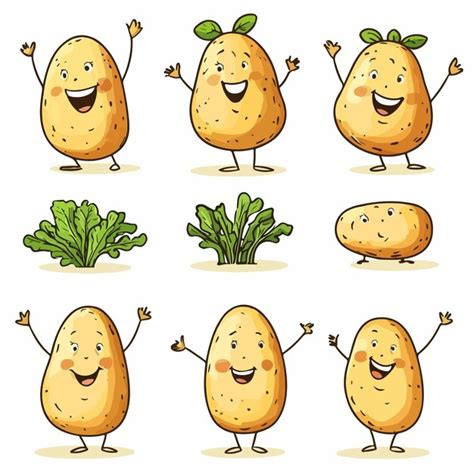 Cute Potato Vegetable Cartoon Illustration Premium Ai Generated Vector