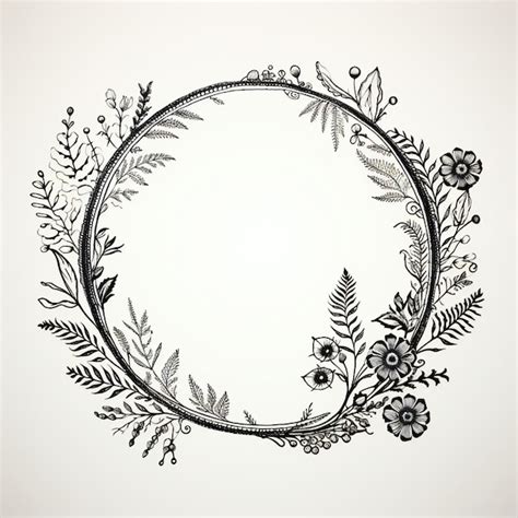 Premium Photo Engraving Hand Drawn Boho Black Frame
