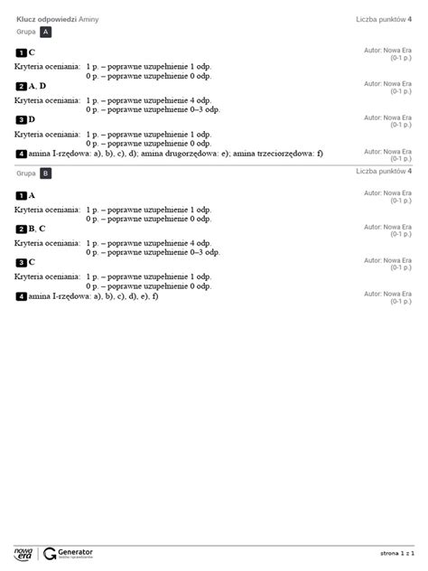 Aminy Klucz Odpowiedzi Pdf