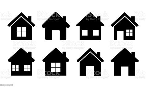 Vecteur Dicône Daccueil Symbole De La Maison Silhouette Noire Avec Des