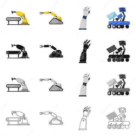 Vector Illustration Of Robot And Factory Symbol Collection Of Robot And Space Stock Vector