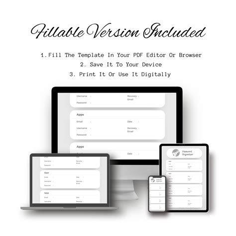 Password Tracker Printable And Fillable Password Organizer A4 Planner