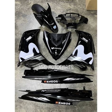 Coverset Lc135 V2 V3 V4 V5 V6 V7 Lc V2 V7 Black Hitam Cover Stripe Custom Movistar Putih