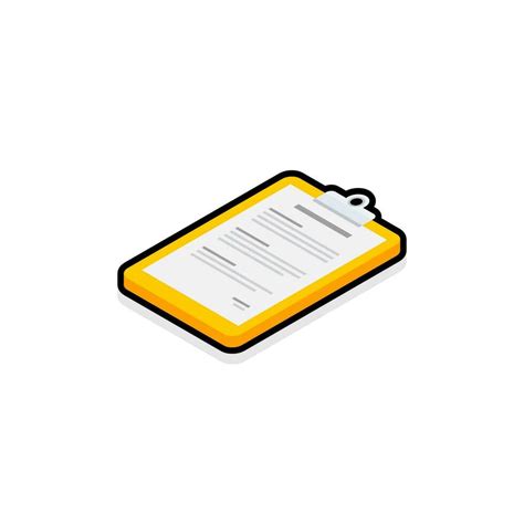 Clipboard Isometric Left View Black Stroke With Shadow Icon Vector Isometric Flat Style