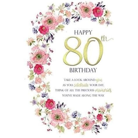 Floral Wreath 80th Milestone Birthday Card Collect Cards