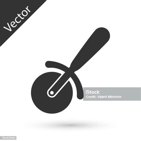 灰色比薩刀圖示隔離在白色背景必勝客切割機標誌鋼制廚具設備向量插圖向量圖形及更多一片圖片 一片 不銹鋼 切斷 Istock