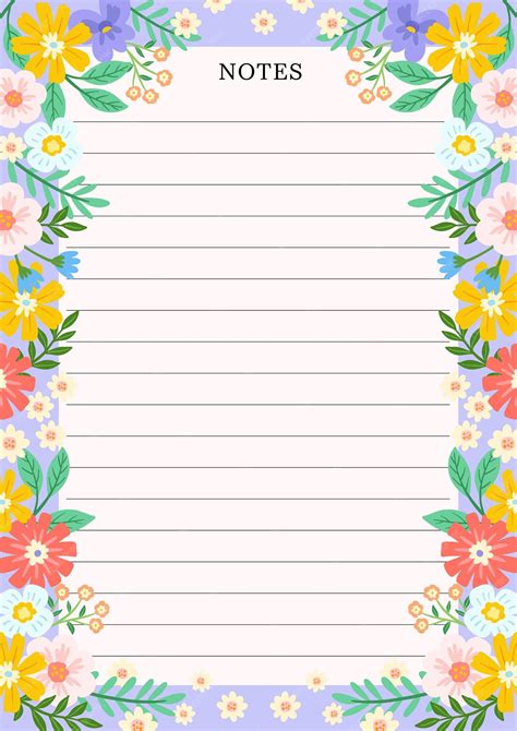 Premium Vector Notepad Template With Retro Floral Elements