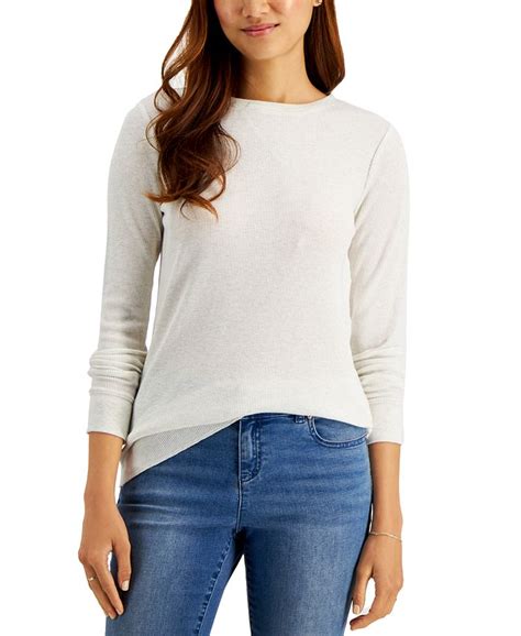 Style And Co Petite Waffle Knit Top Created For Macys Macys